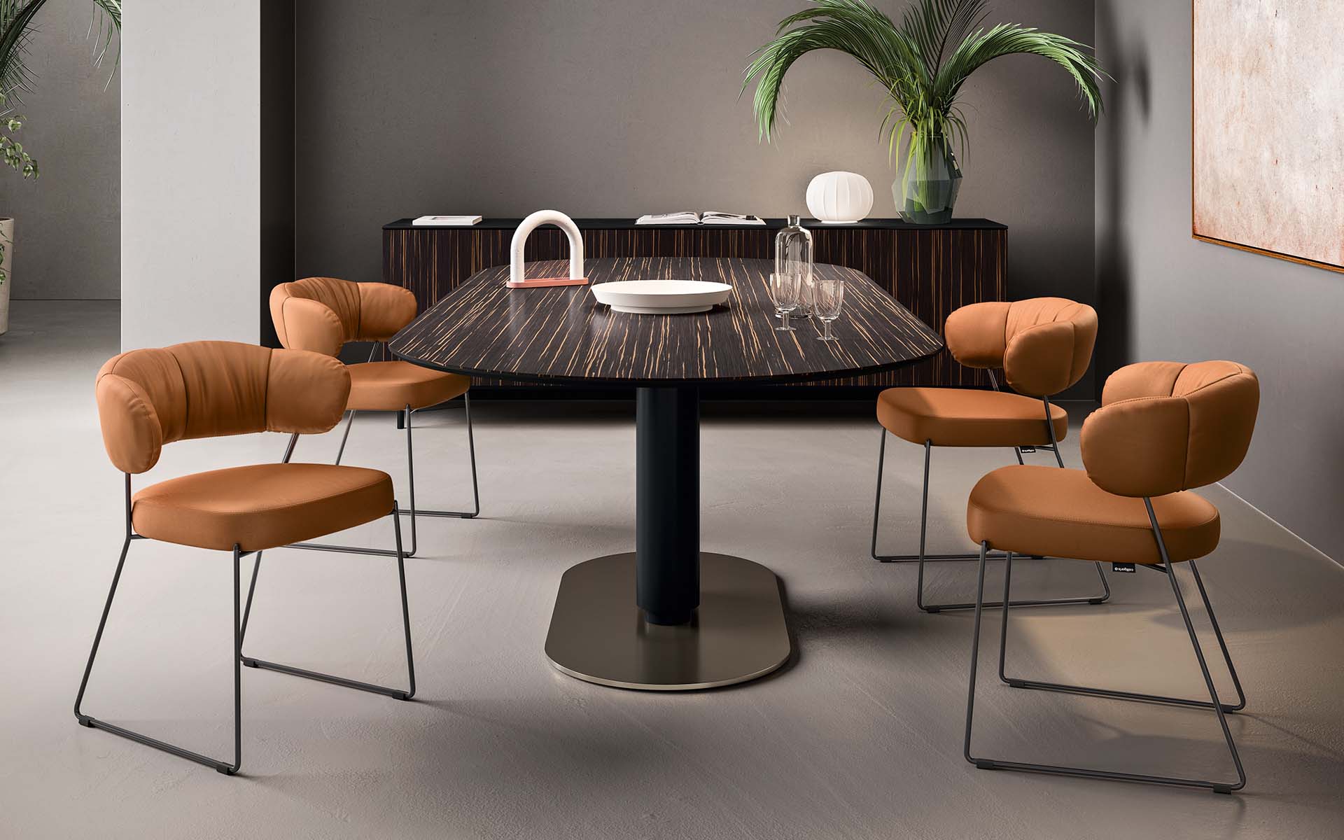 Calligaris cameo Pedestal Base Table Medium • Seats 8 CS4124-FS 200 ...