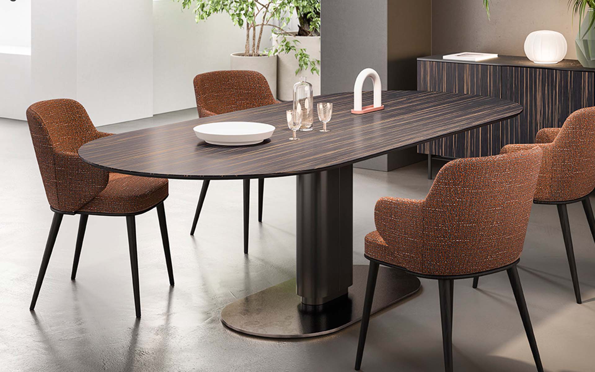Calligaris cameo Pedestal Base Table Medium • Seats 8 CS4124-FS 200 ...