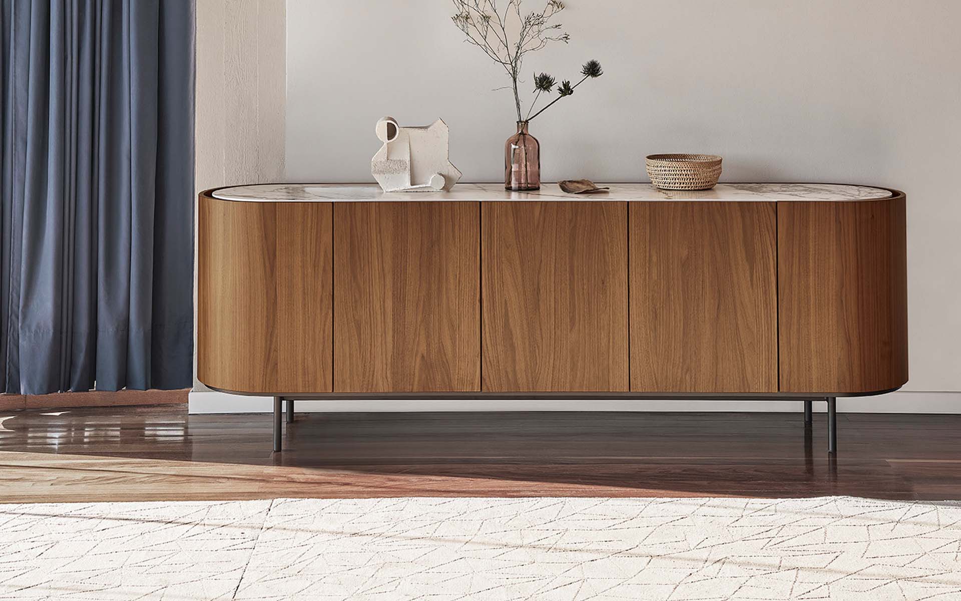 Calligaris lake Ceramic-Top Sideboard 3 Compartments • 5 Doors Soft ...